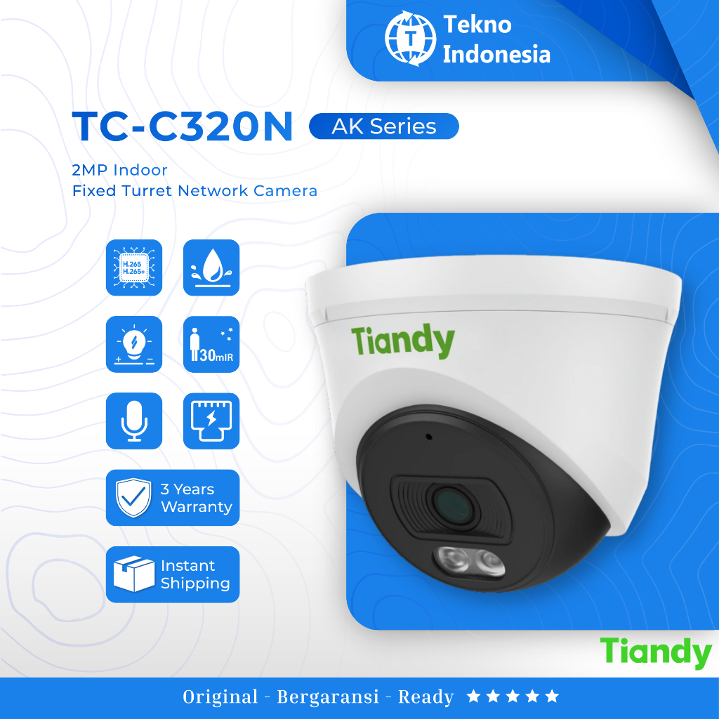 Jual Tiandy TC C320N 2MP IR Audio Fixed Turret Camera IP CCTV Indoor ...