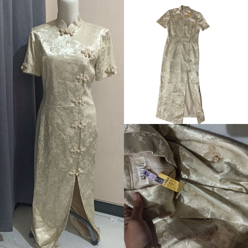 Jual cheongsam qipao Premium gold | Shopee Indonesia