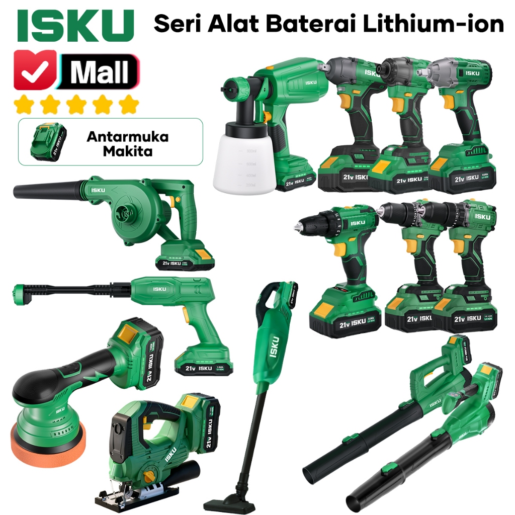 Jual ISKU Power Tools 21V Brushless Impact Wrench Bor Cordless Driver ...