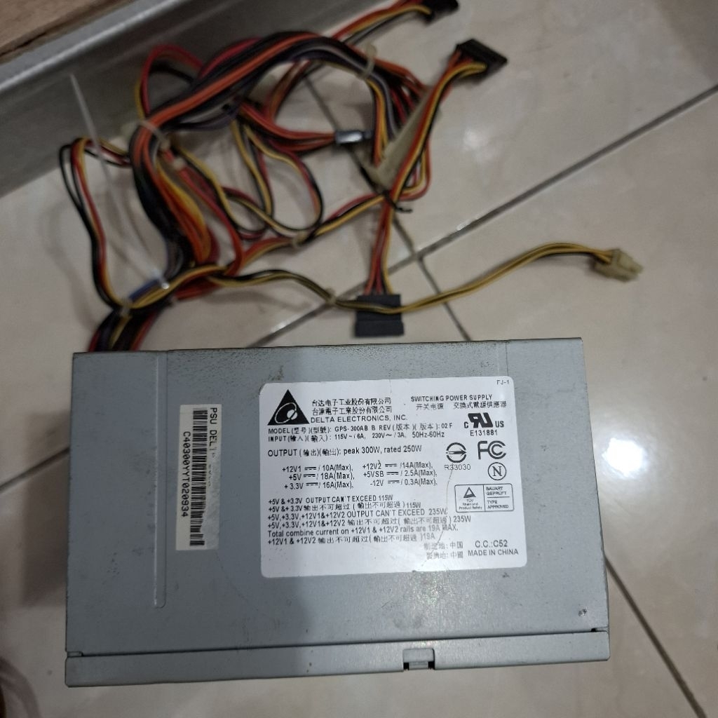 Jual Power supply PSU PC Delta 250W 24 pin bekas rusak | Shopee Indonesia