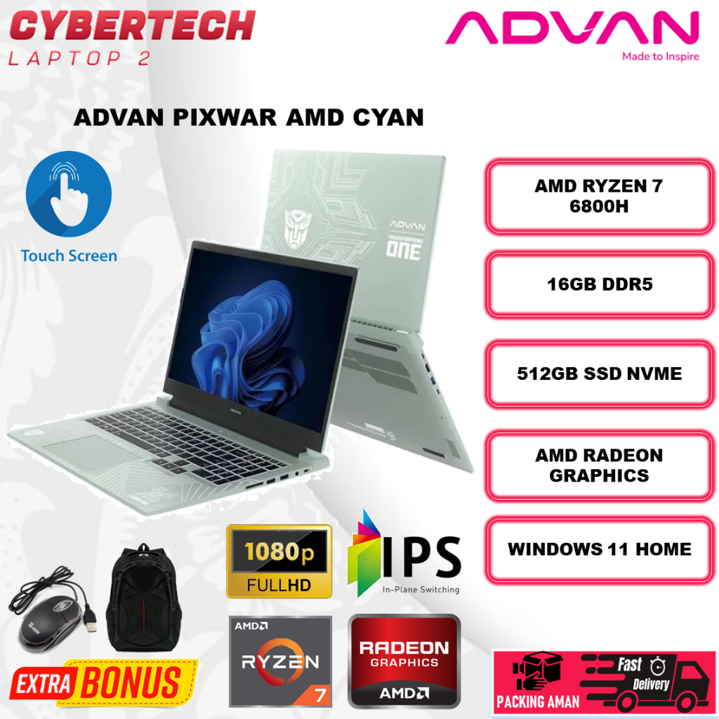 Jual Laptop Gaming Advan Pixwar Amd Ryzen 7 6800H Ram 16GB|512GB SSD ...