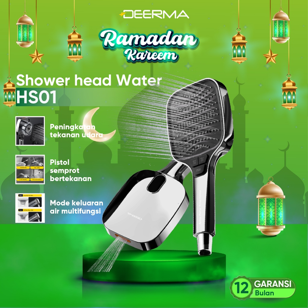 Jual Deerma HS01 Shower Head Tekanan Tinggi/Menyesuaikan Tekanan Air ...