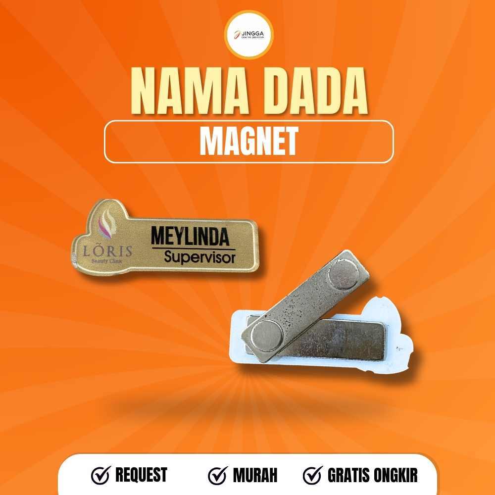 Jual [ Jingga ] Name Tag Magnet | Nama Dada Magnet | Nama Dada Custom ...
