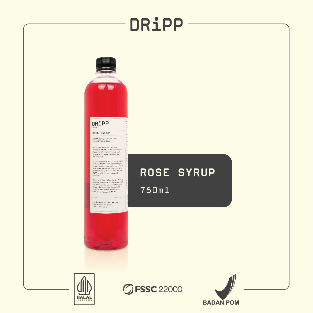 Jual Dripp - Rose syrup 760ml - sirup minuman rasa bunga mawar | Shopee ...