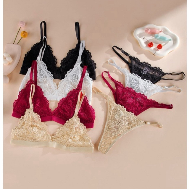 Jual Odette Bra Set Setelan BH Tanpa Kawat CD Gstring Celana Dalam ...