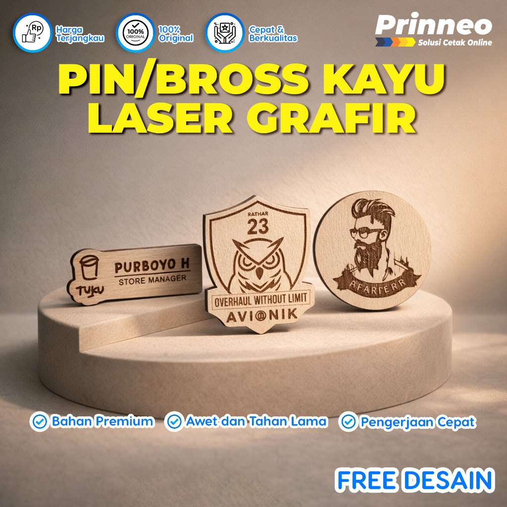 Jual Papan Nama Dada Magnet Custom Kayu Name Tag Panitia Tanda Pengenal ...