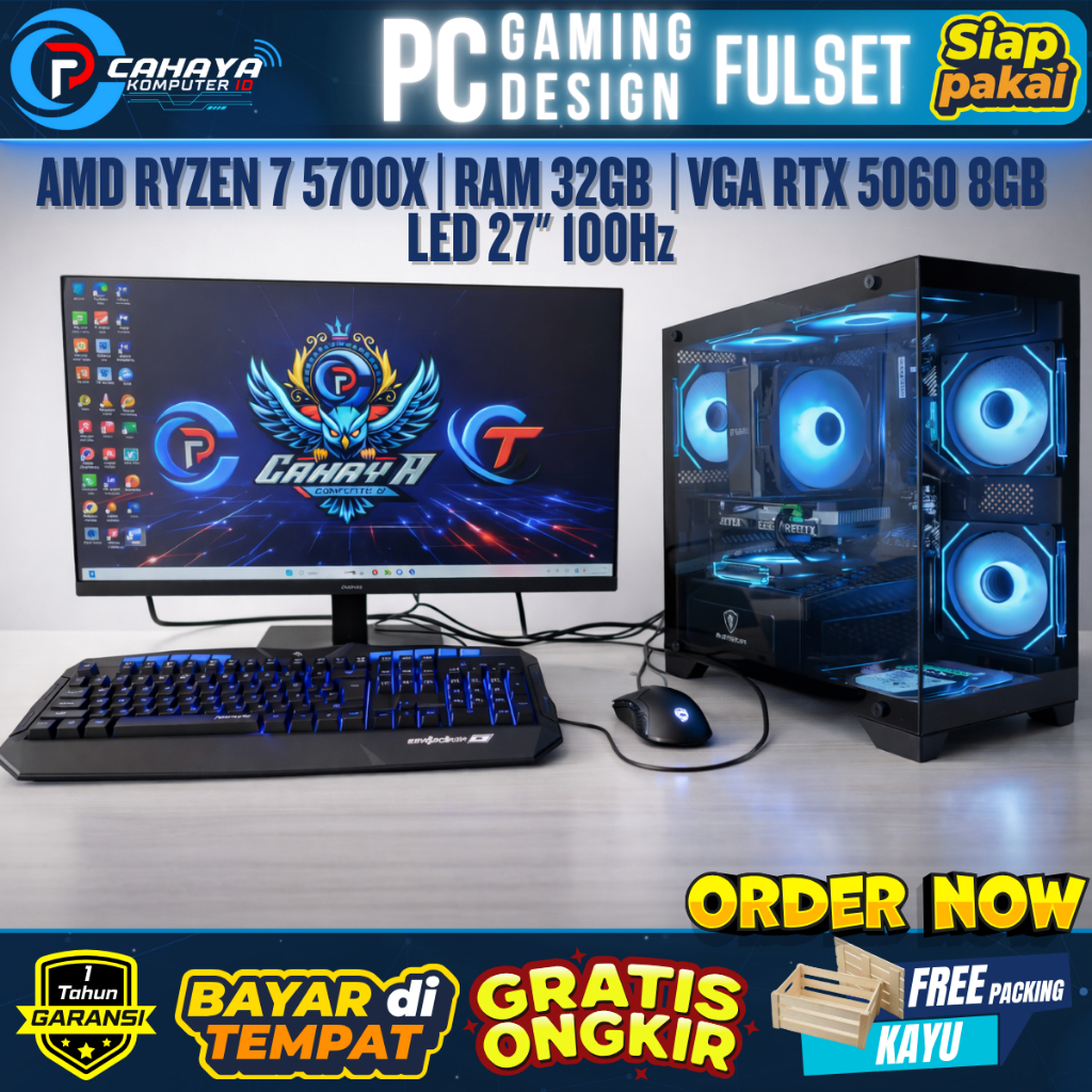 Jual PC Gaming Full Set AMD Ryzen 7 5700X | RAM 32GB | SSD 256GB | VGA ...