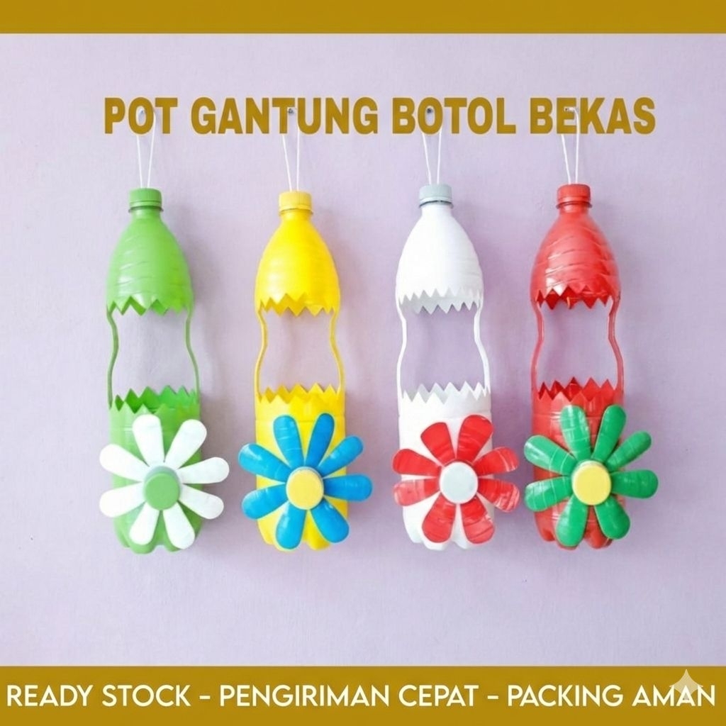 Jual Prakarya Pot Bunga Gantung dari Daur Ulang Botol Plastik Bekas 1,5 ...