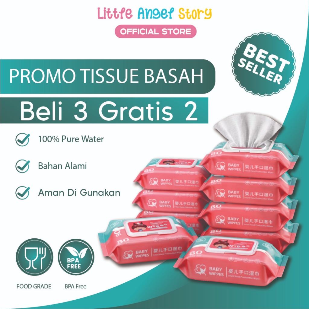 Jual LITTLE ANGEL Tissue Baby Buy 3 Free 2 Tisu Bayi Super Soft Facial ...