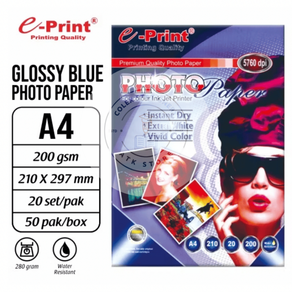Jual [1 BUNGKUS] Kertas Foto Glossy Blue Up to 5760 dpi Ukuran A4 200 ...