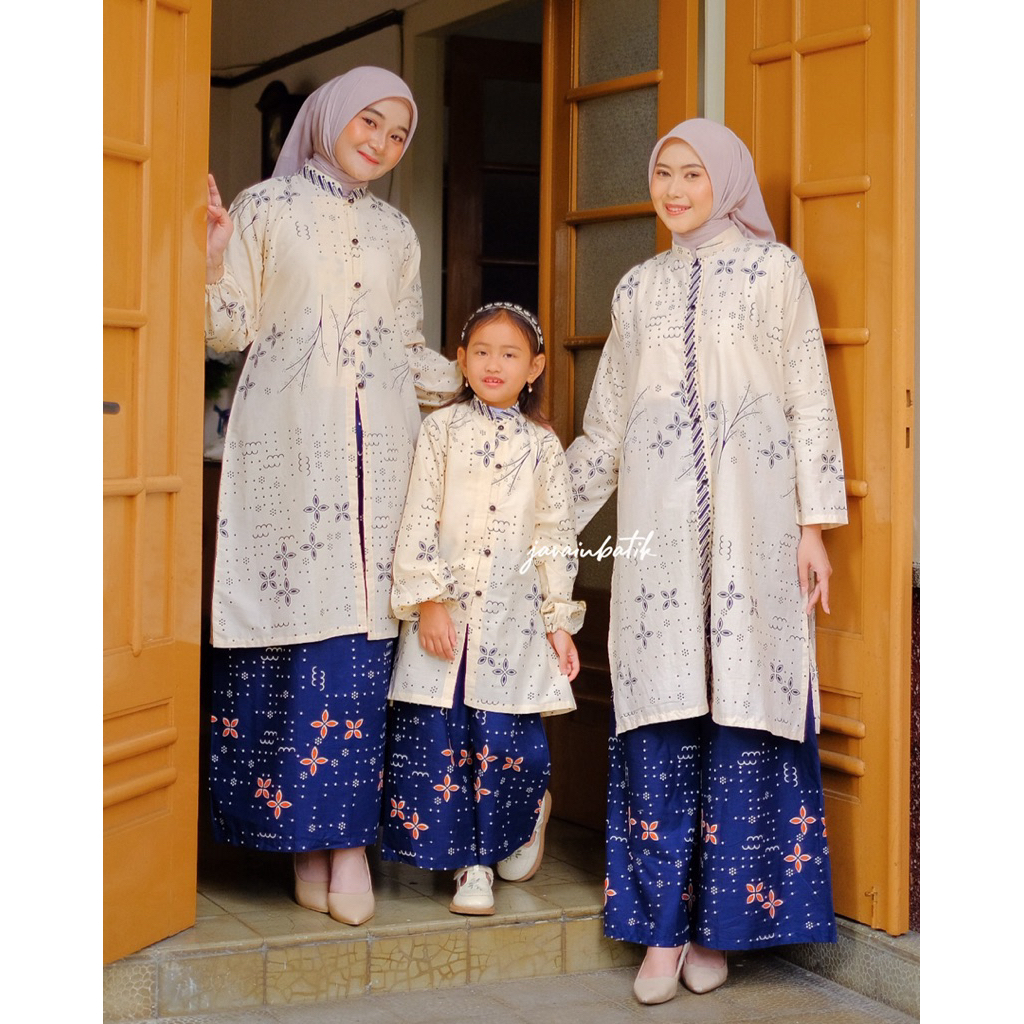 Jual javainbatik - SET BATIK FAMILY PRIYAYI WARNA CREAM NAVY - atasan ...