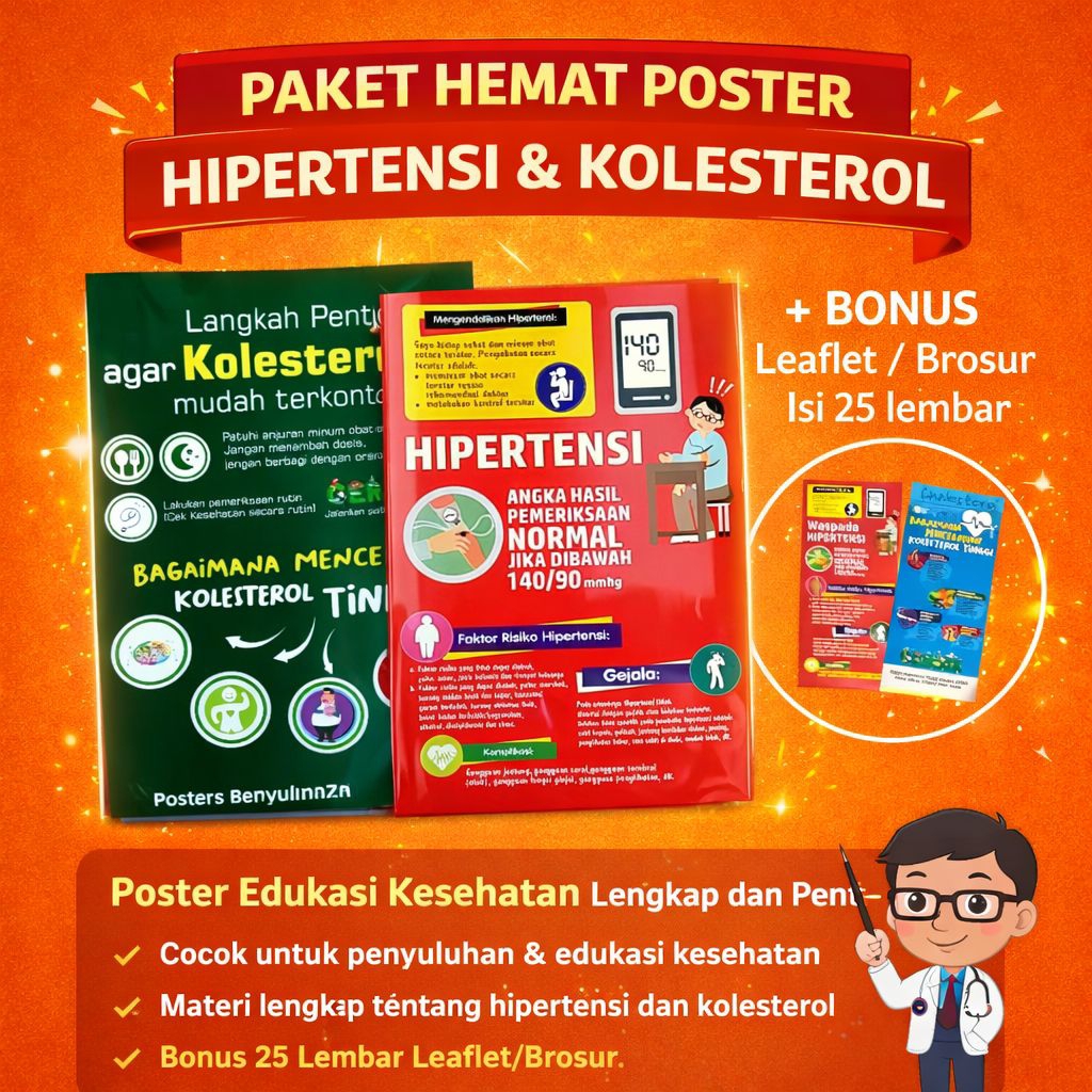 Jual Paket Hemat Poster Hipertensi dan Kolesterol - Poster Kesehatan ...