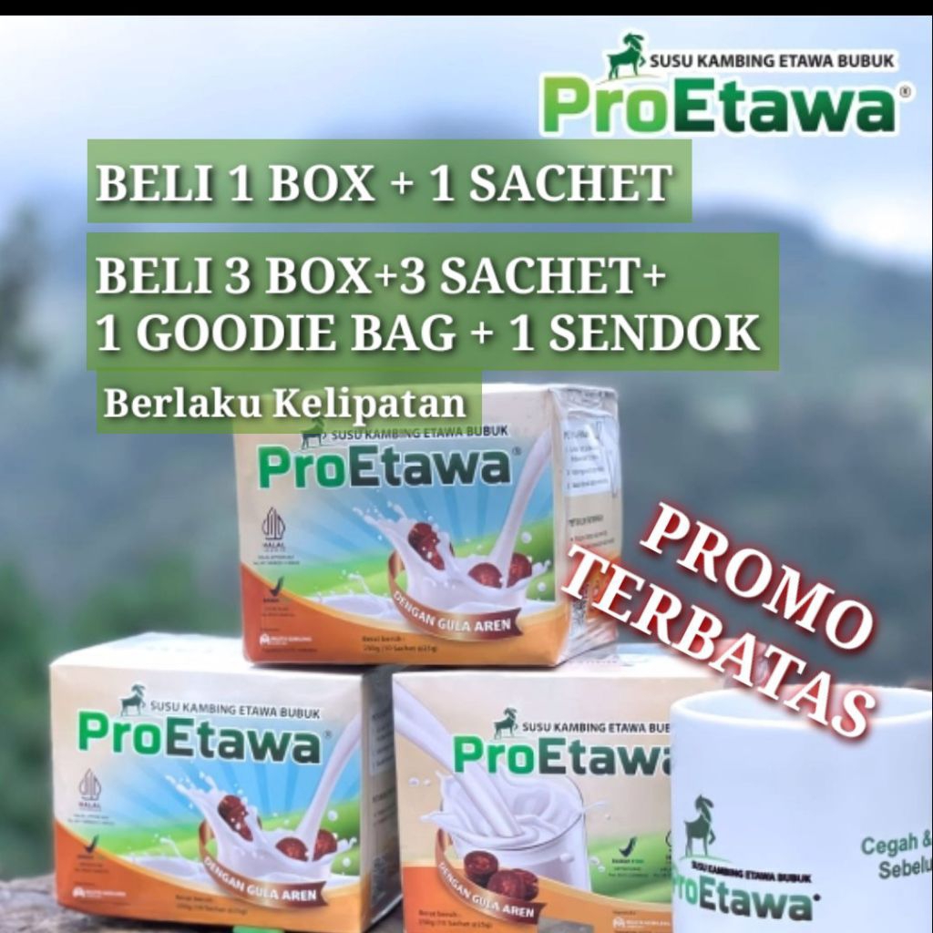 Jual (1 BOX FREE 1 SACHET) ProEtawa Premium Susu Kambing Etawa Bubuk ...
