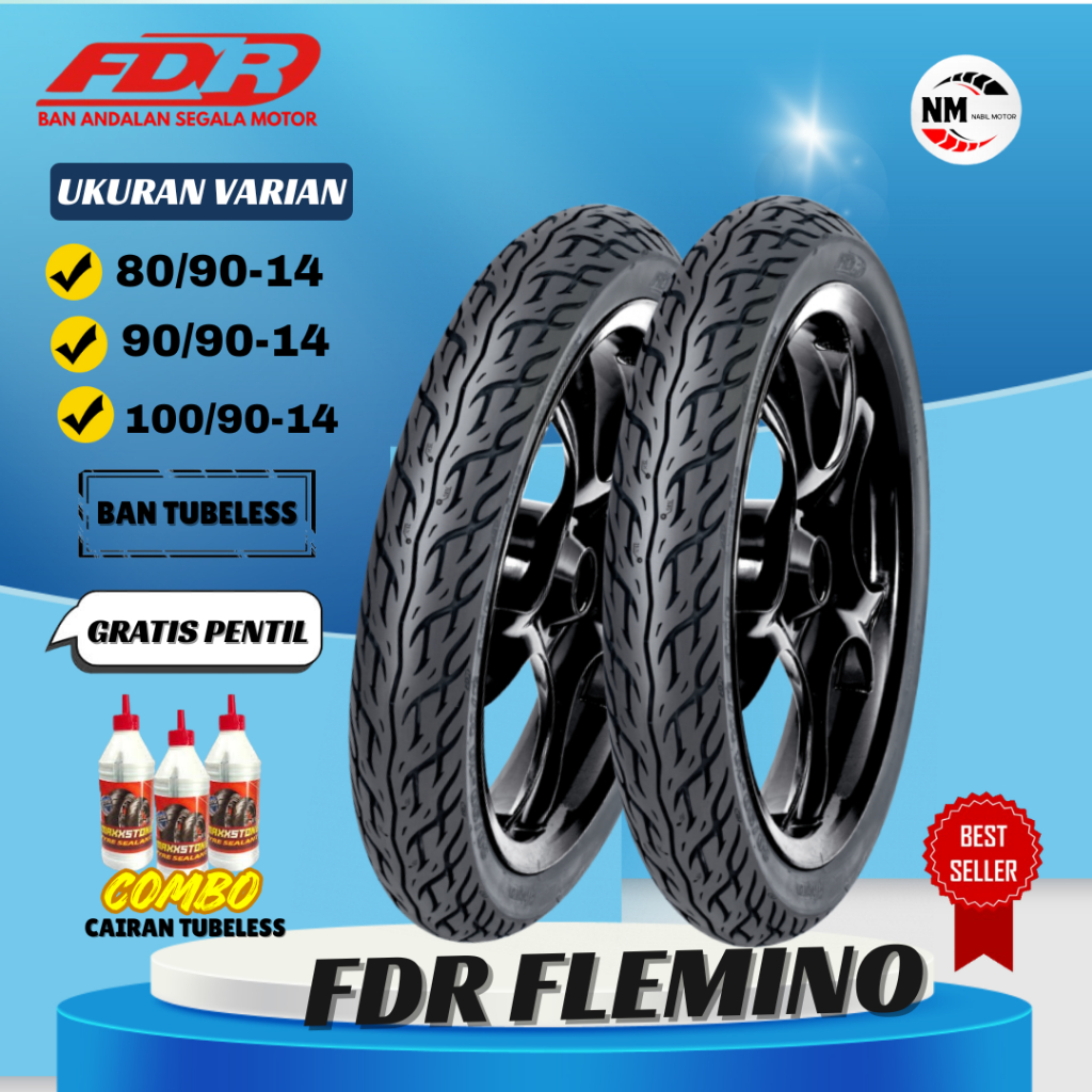 Jual Ban tubles fdr flemino 90/90 ring14 free pentil tubeless | Shopee ...