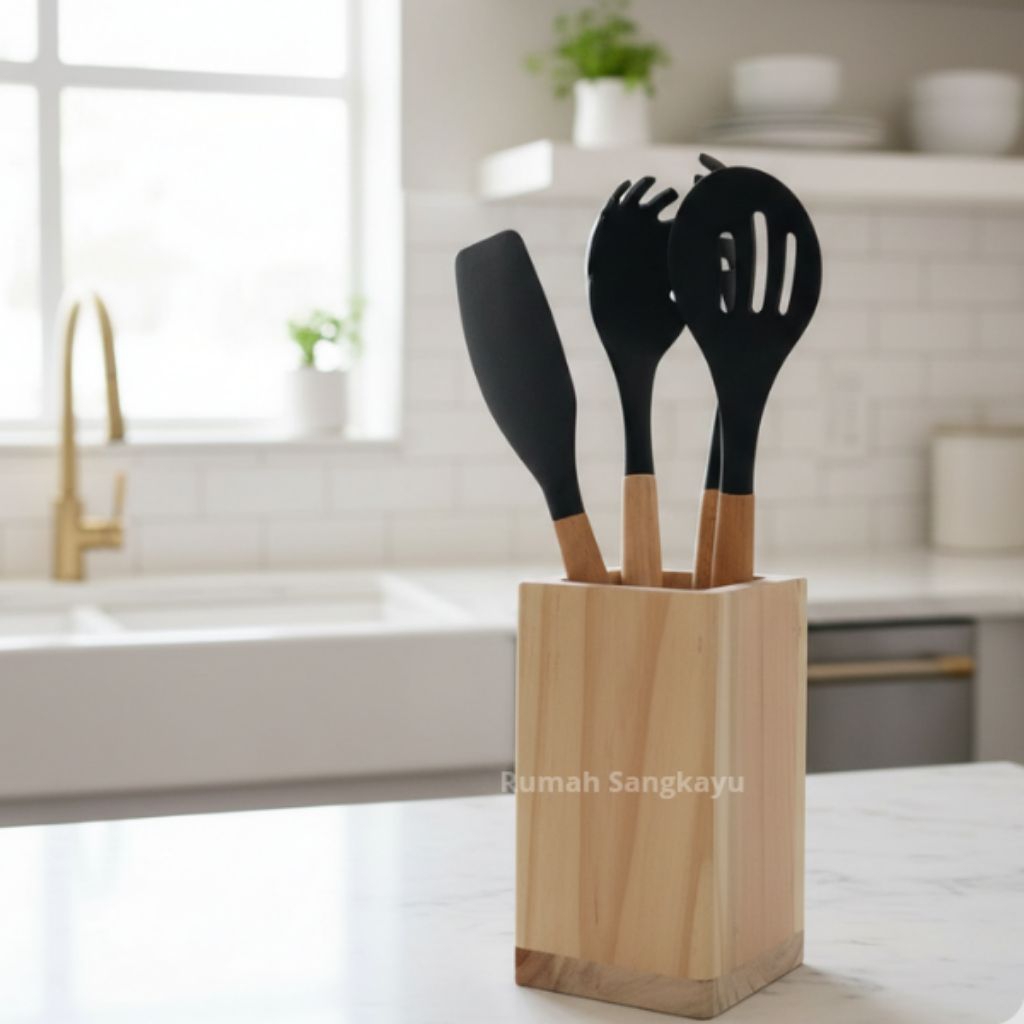 Jual Tempat Sutil Sendok Kayu Kotak Persegi Aesthetic | Shopee Indonesia