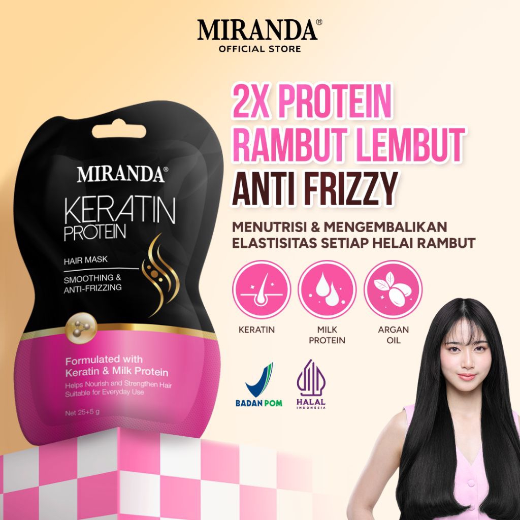 Jual Miranda Keratin Protein (New Formula) Hair Mask 30gr | Treatment ...