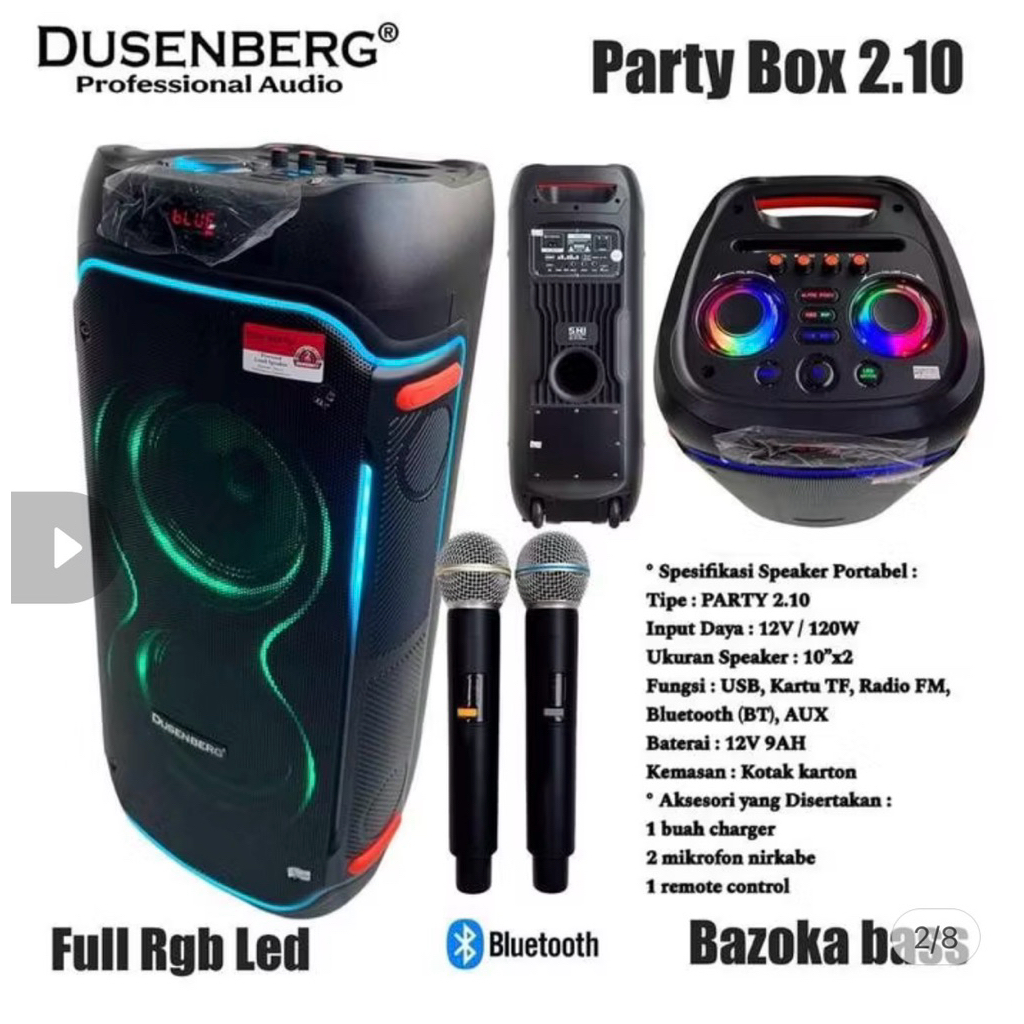 Jual Dusenberg Speaker Portable Party Box 2.10 Inch Double Tingkat ...