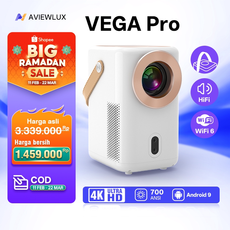 Jual AVIEWLUX VEGA Pro Smart Proyektor LCD - Android 9 - 4K Full HD ...