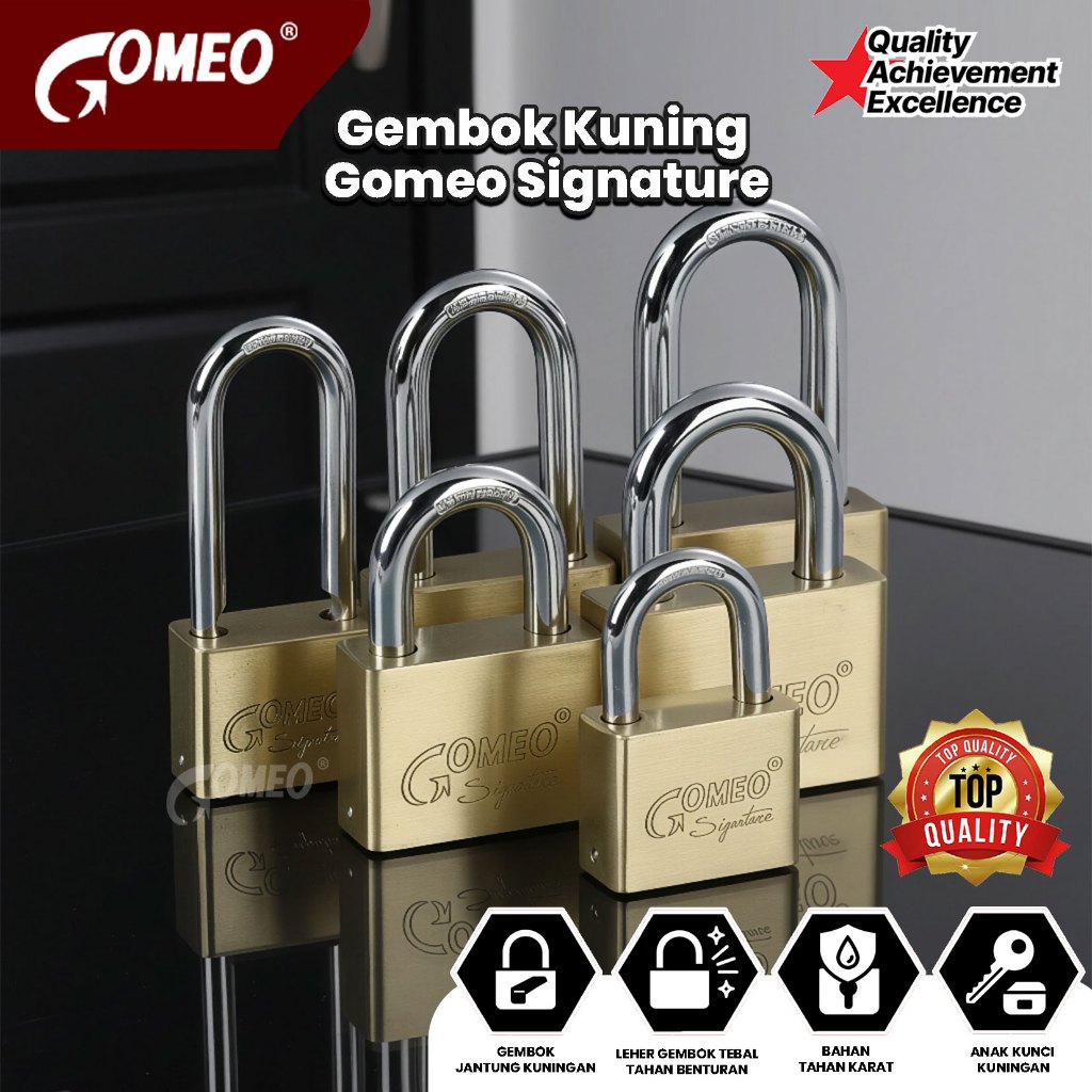 Jual Gembok Kuning GOMEO SIGNATURE | 40 50 60 mm Heavy Duty Padlock ...