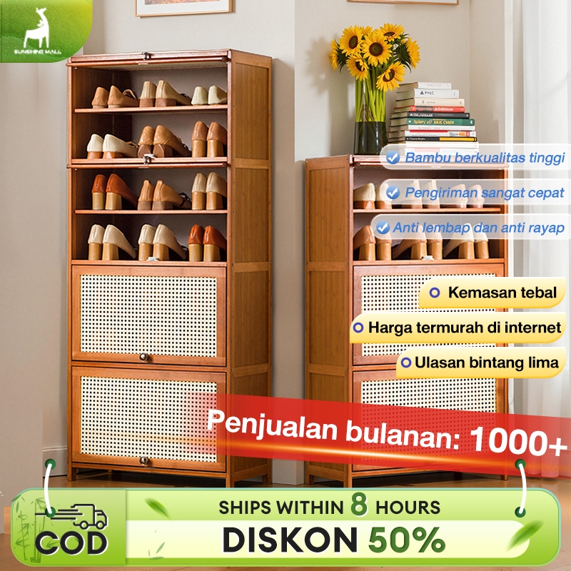 Jual Rak Sepatu Rotan Lemari Sepatu Kayu Jaring Bernapas Rak Lemari ...