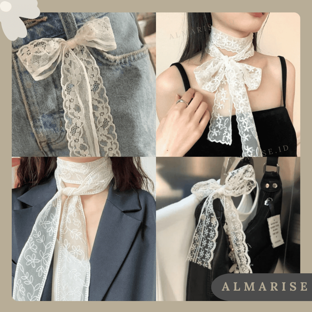Jual Scarf Leher Lace Putih Gaya Ins Korea Minimalis Wanita Fashionable ...