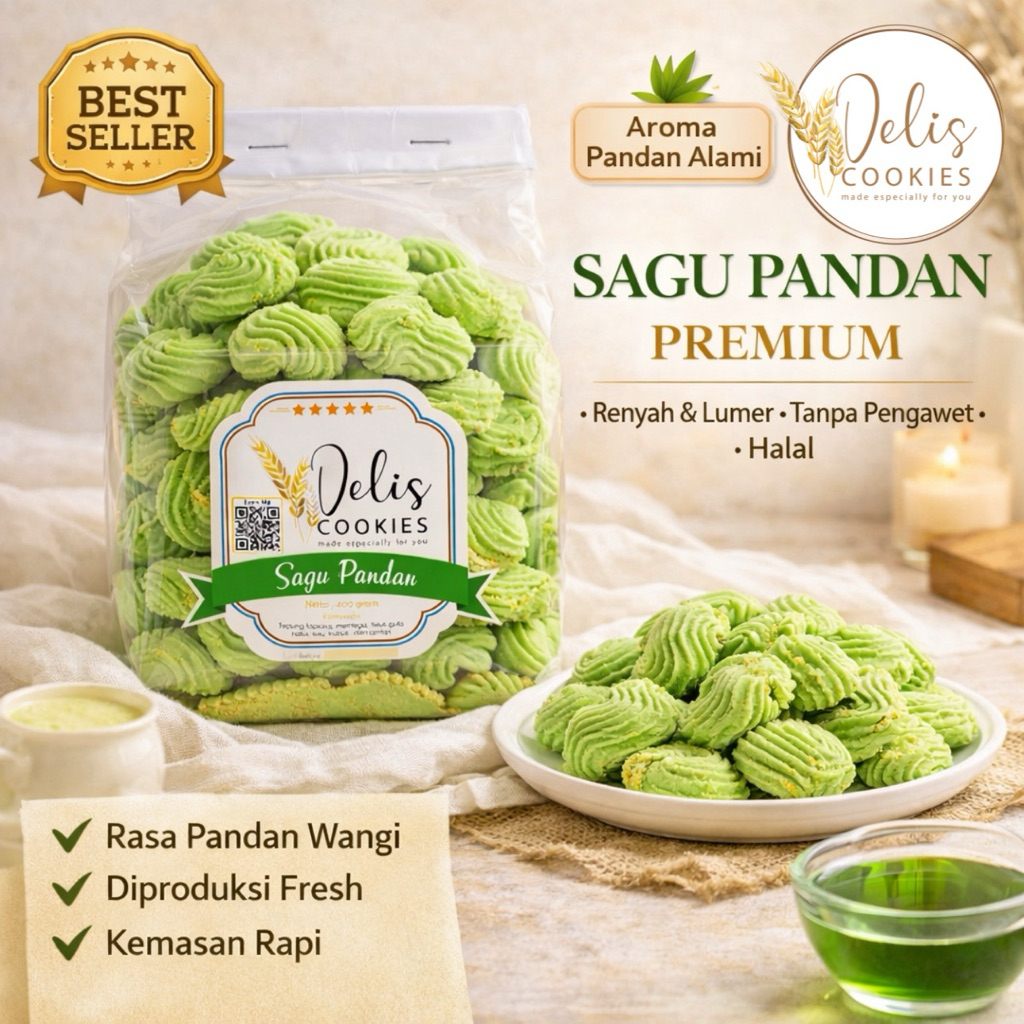 Jual Kue Sagu Pandan 400gr Plastik - Delis Cookies by Defalira | Shopee ...