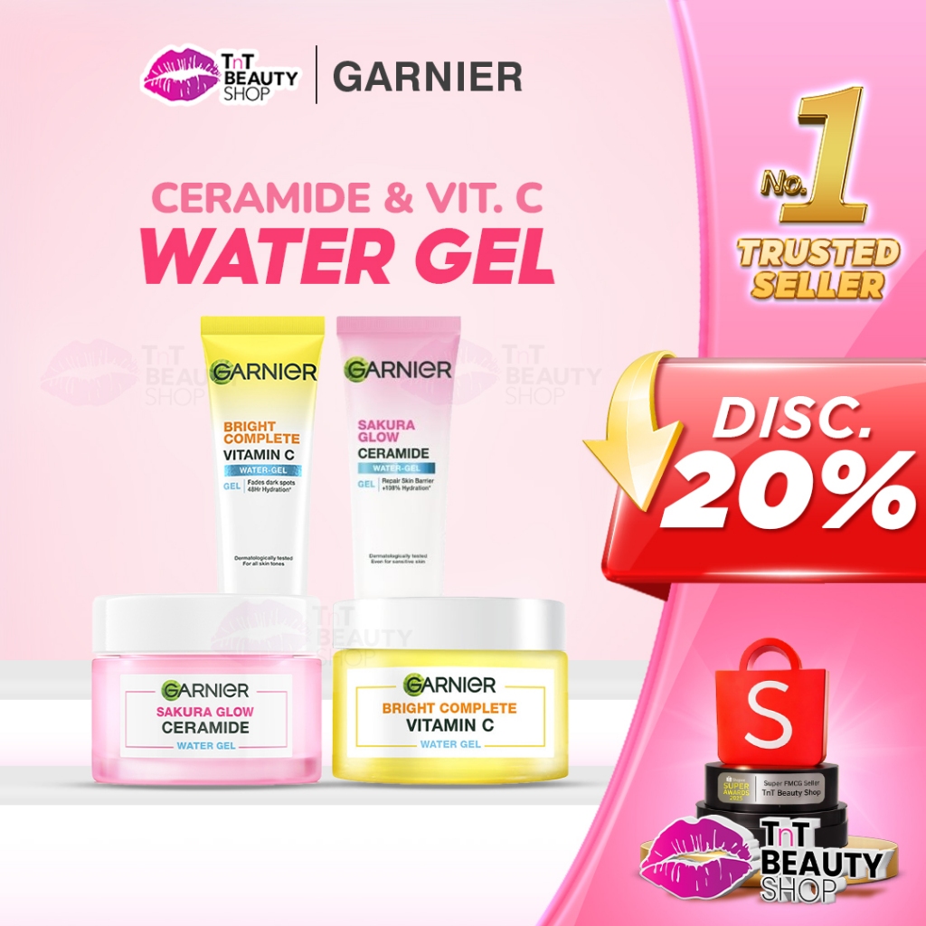 Jual GARNIER Water Gel Moisturizer Series Tube dan Jar | Sakura Glow ...