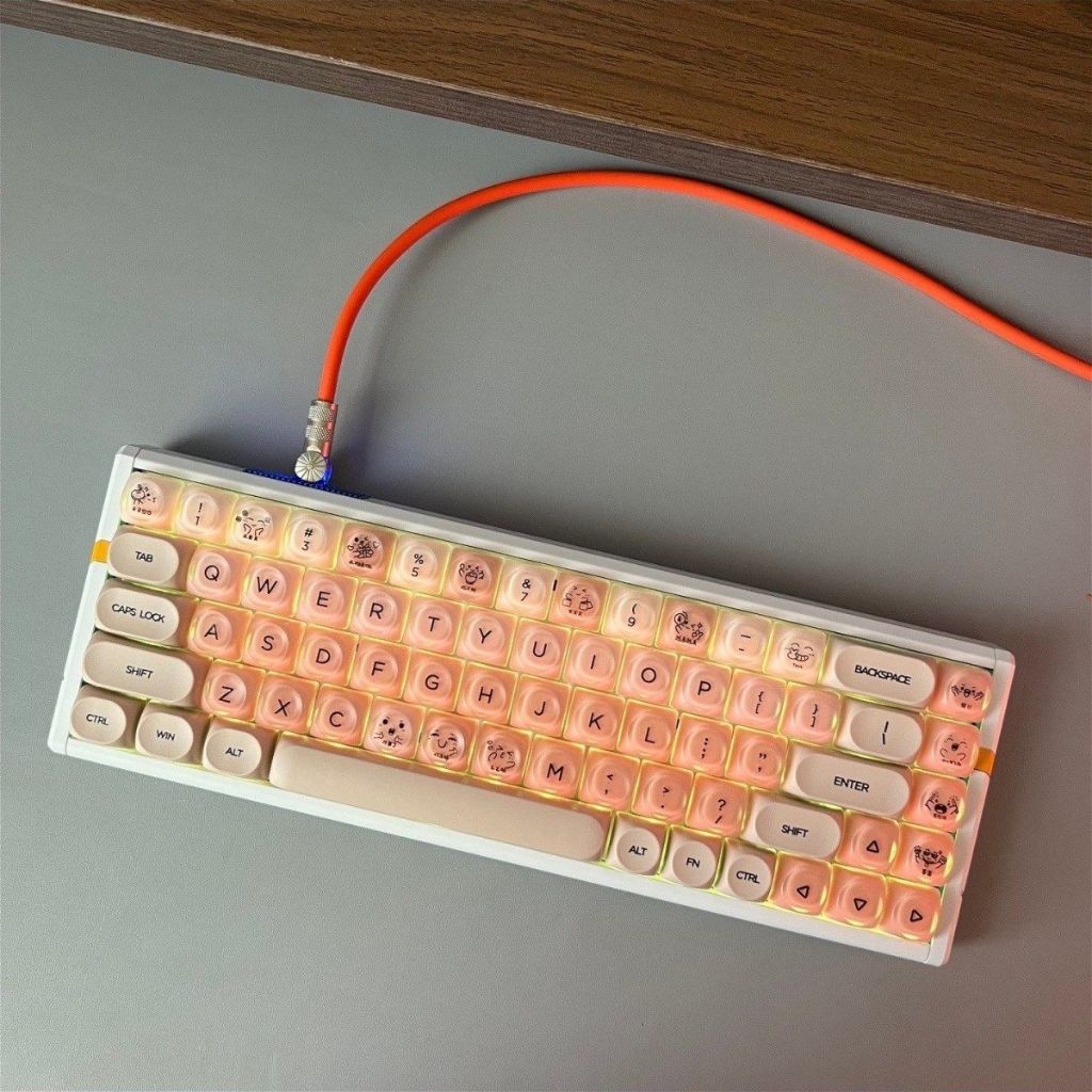 Jual Creamy Peach PC+PBT Keycaps HOM Profile For Mechanical Keyboard ...