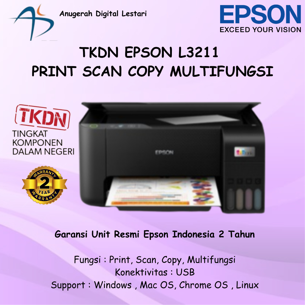 Jual TKDN Printer EcoTank Epson L3211 Print Scan Copy Garansi Resmi | Shopee Indonesia