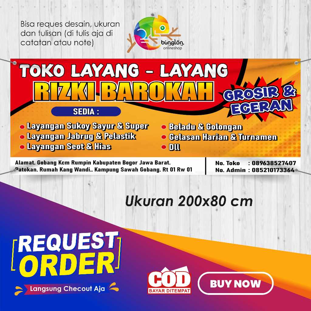 Jual CETAK BANNER 200X80 CM SPANDUK TOKO LAYANG LAYANG CUSTOM | Shopee ...