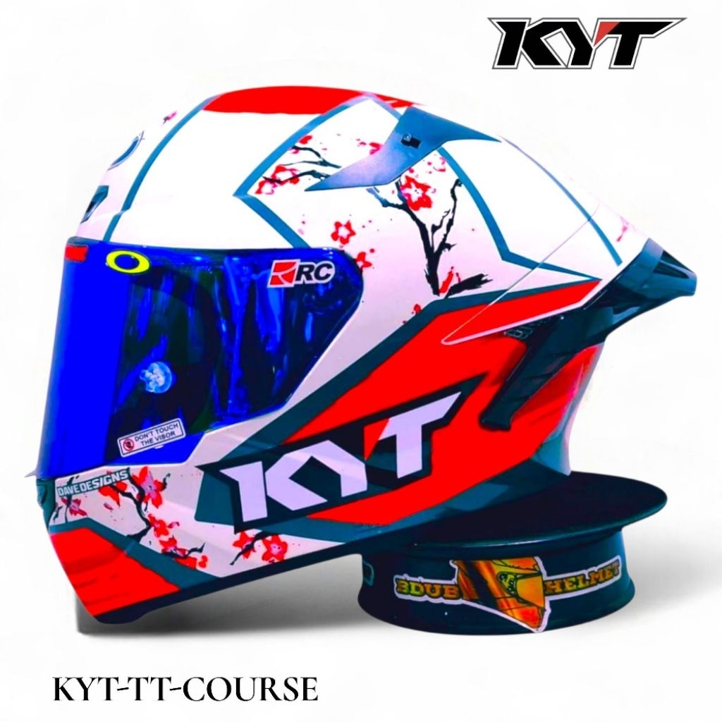 Jual Helm KYT TT Course Xavi Sakura paket ganteng spoiler 3D Original ...