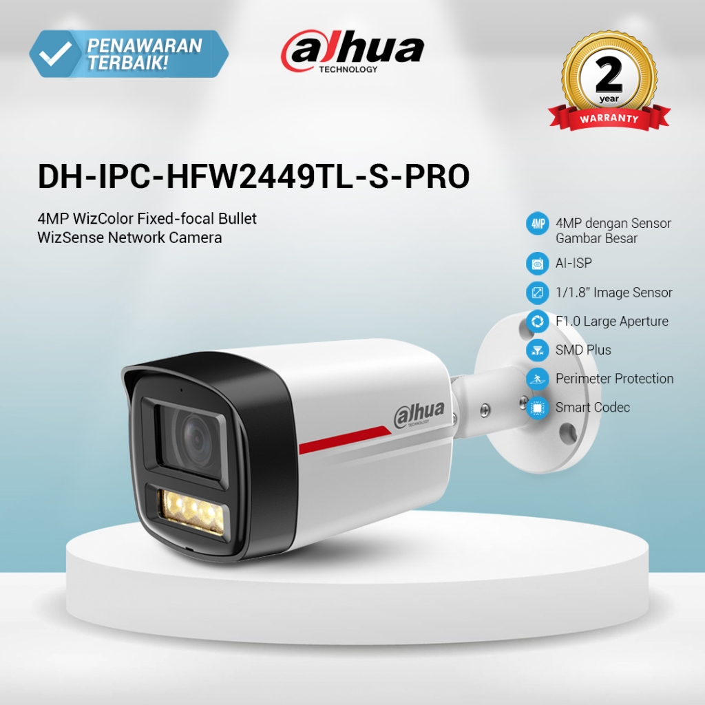 Jual Dahua Wizcolor Series DH-IPC-HFW2449TL-S-PRO | Kamera CCTV 4MP ...