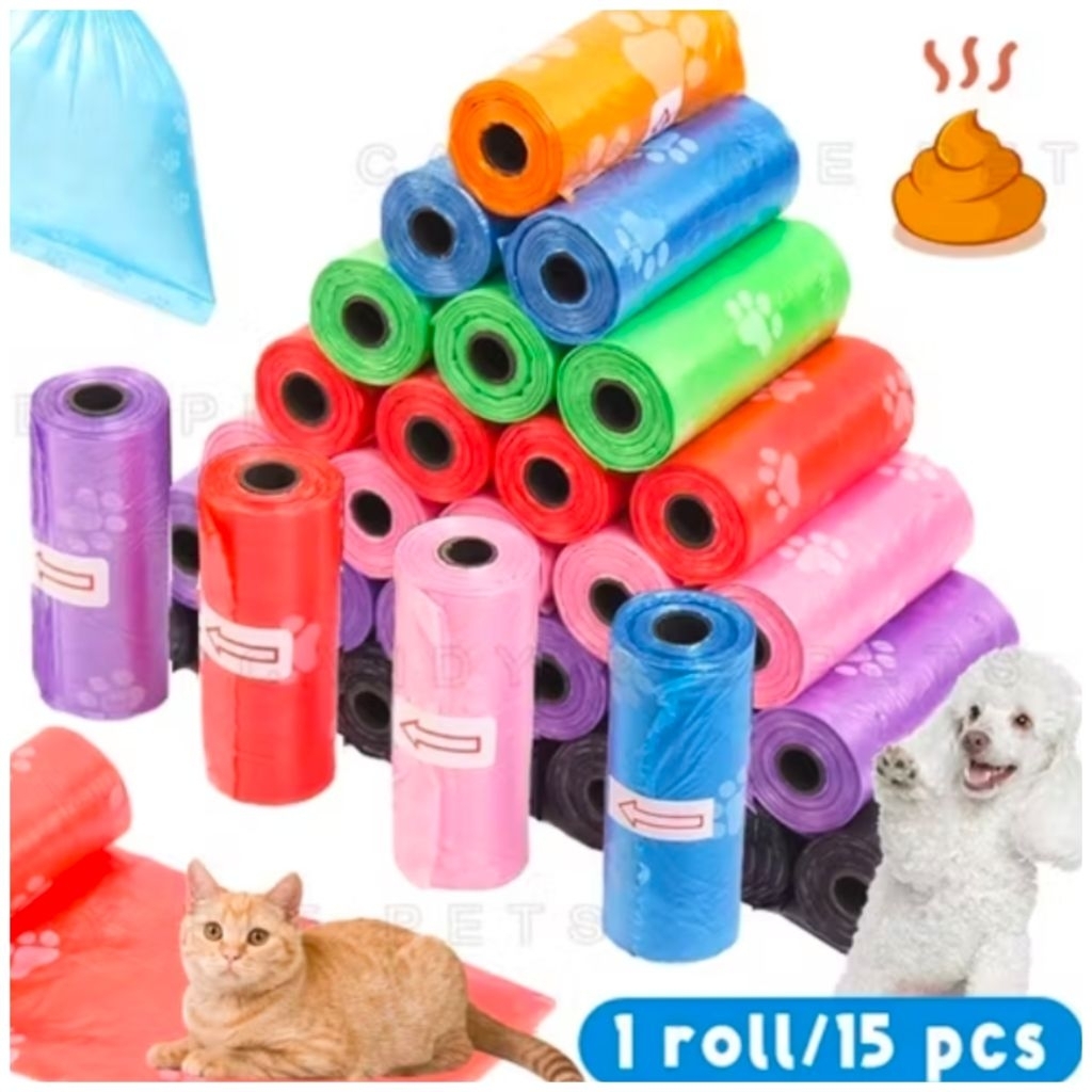 Jual Plastik poop anjing poop bag plastik sampah mobil isi 15 1 roll ...