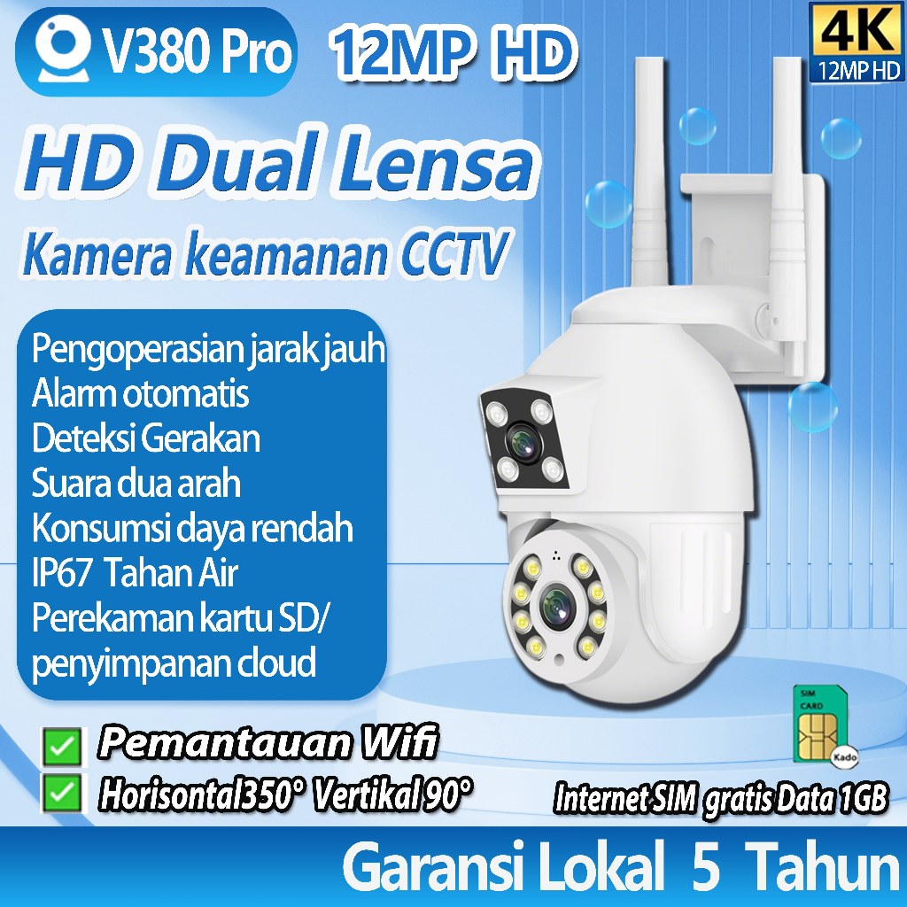 Jual CCTV V380 Pro Kamera Outdoor IP Camera WiFi 8MP 1080P Full HD ...
