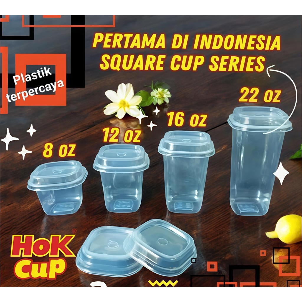 Jual Hok Cup Square Isi 25pcs / Gelas Hok Kotak + Tutup Tebal dan ...