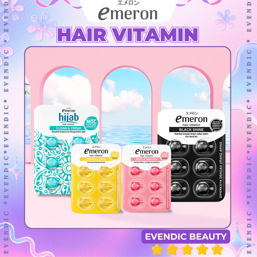Jual READY Emeron hair vitamin 6 capsule Damage Care Jojoba Oil Black ...