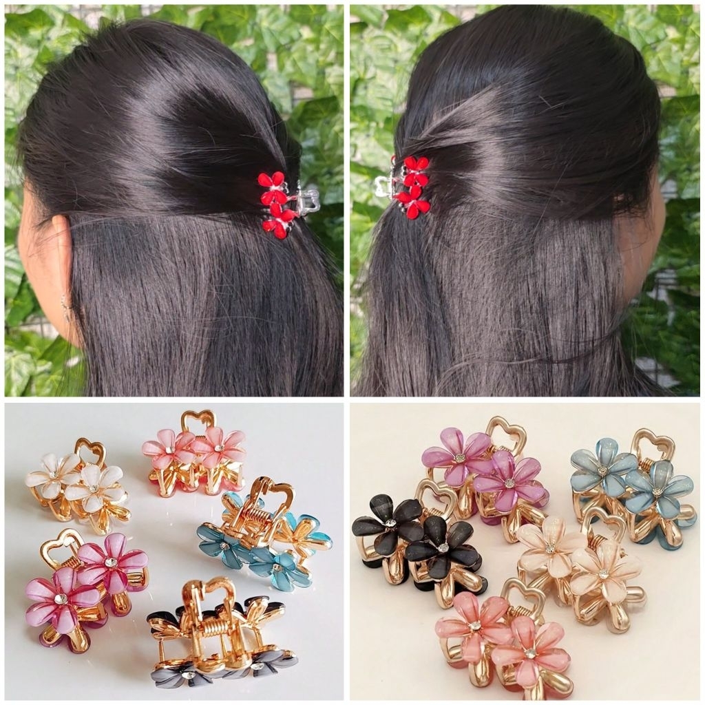 Jual 1 Lusin Jepit Mini 2 Bunga Kamboja/12 Pcs Jepit Rambut Mini Bunga ...