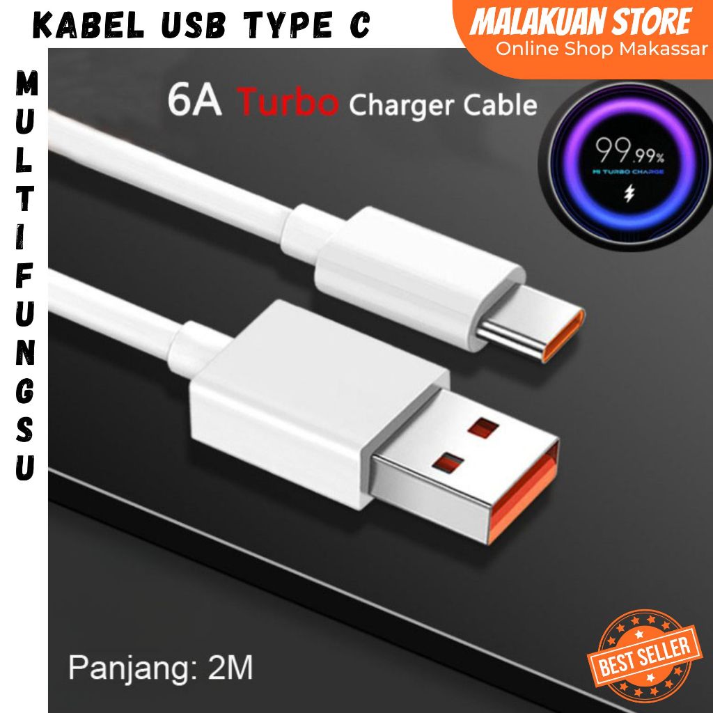 Jual Kabel Data USB Type C Multifungsi Fast Charging 6A 2M / Kabel Cas ...