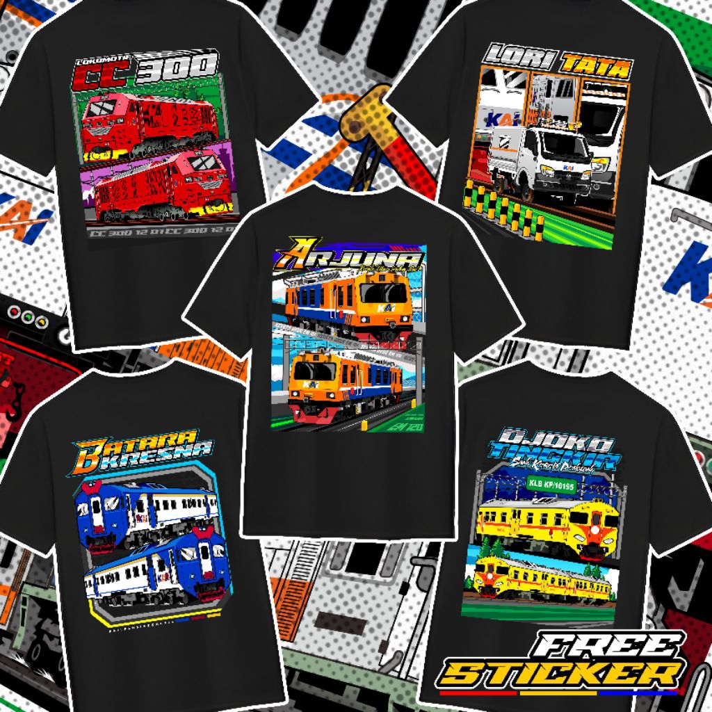 Jual (Free sticker + ganci)KAOS KERETA API CC300 CC206 CC 206 LORI TATA ...