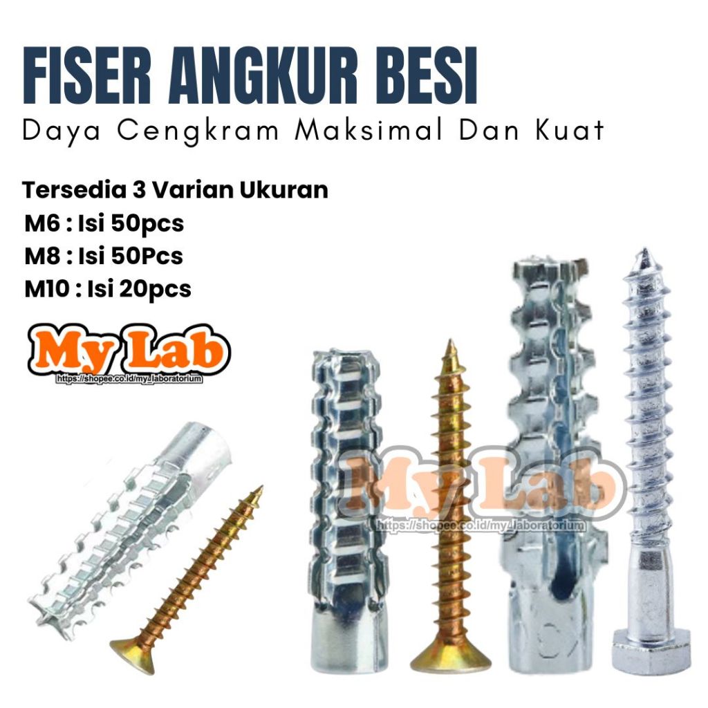 Jual Angkur Sekrup Besi M6 M8 M10 Set Untuk Dinding Tembok Beton Kuat ...