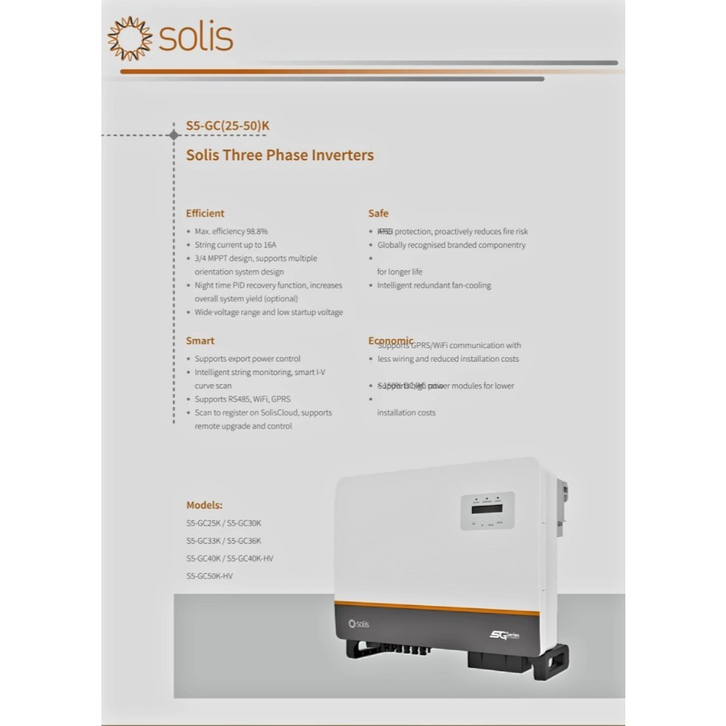 Jual Solis S5-GC25K Ongrid Gridtie 25 KW 3 Phase Three MPPT Inverter ...