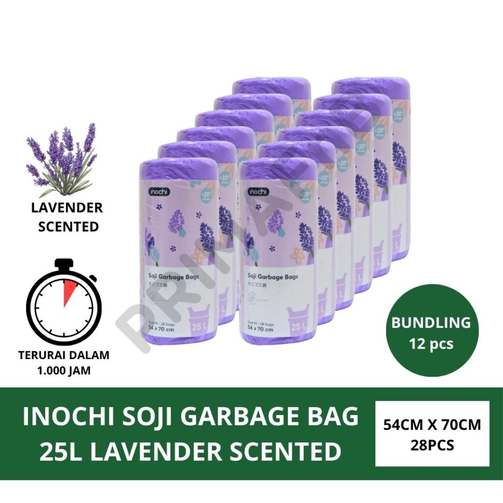 Jual Inochi Soji Garbage Bag 25 L Lavender Scented (Bundling 12 Roll ...