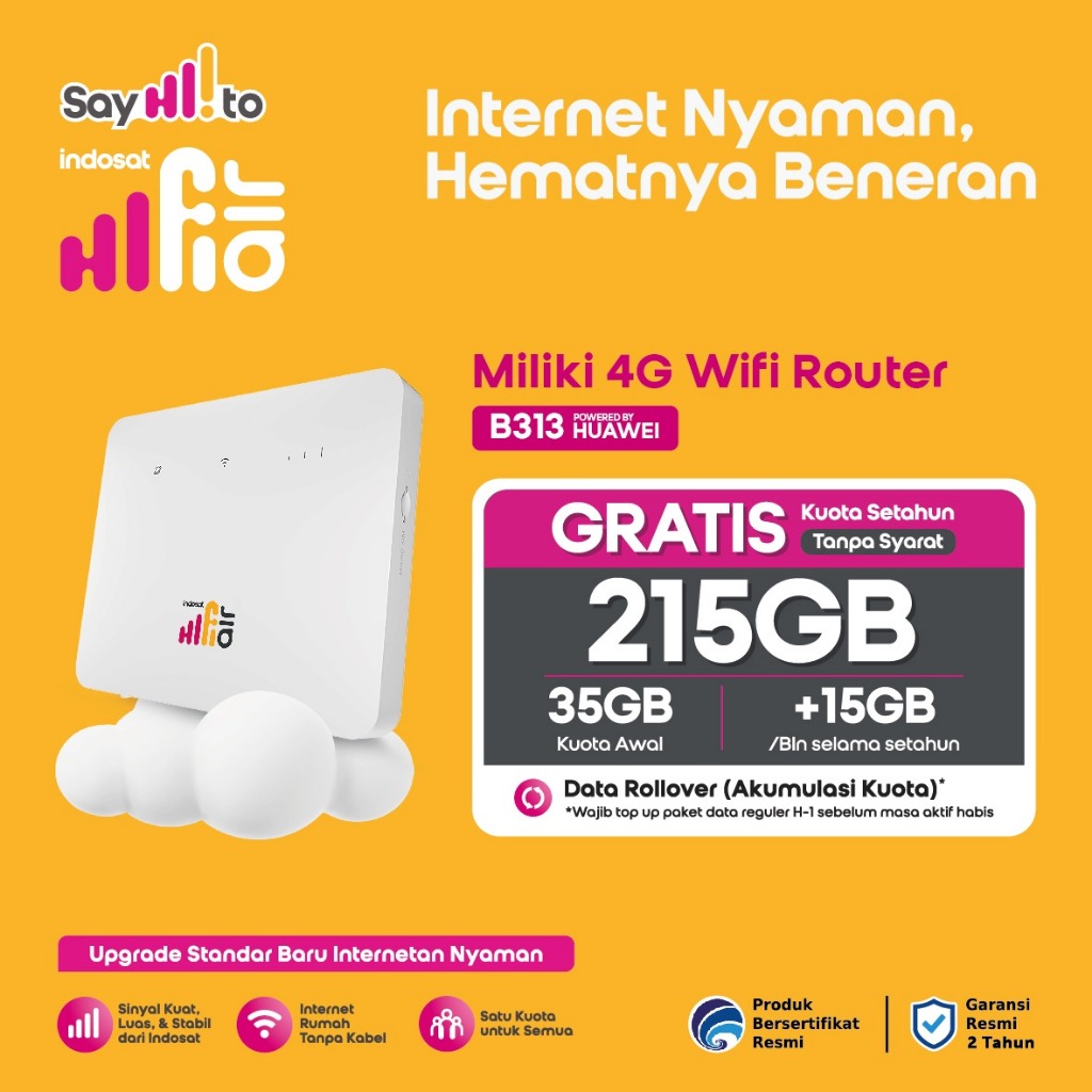 Jual Hifi Air Huawei B313 Modem Wifi 4G Unlock All Operator Free Kartu ...