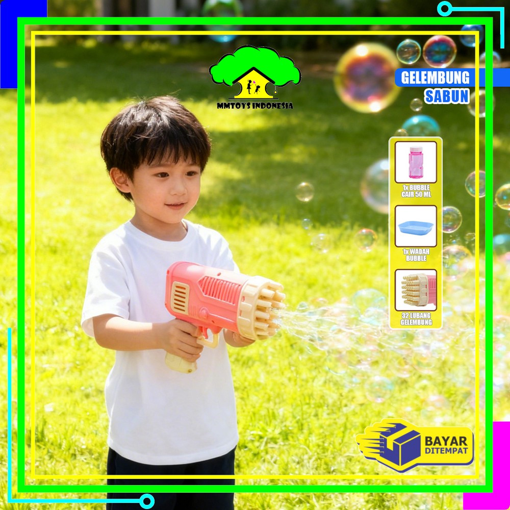 Jual MI-M348 Mainan Anak Pistol Bubble Gun Basoka 32 Lubang Tembak ...