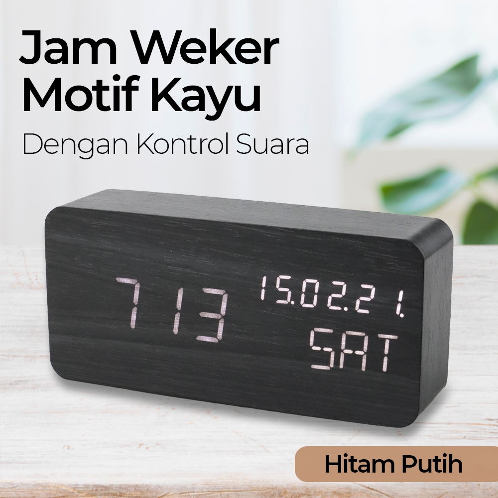 Jual Jam Weker Alarm Digital Kayu Clock Temperatur Voice Control ...