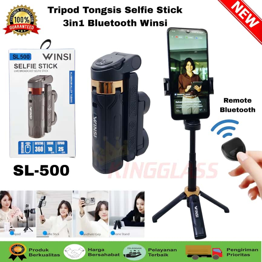 Jual Kingglass WINSI Mini Hand Grip Tripod SL-500 Live Selfie Vlog ...