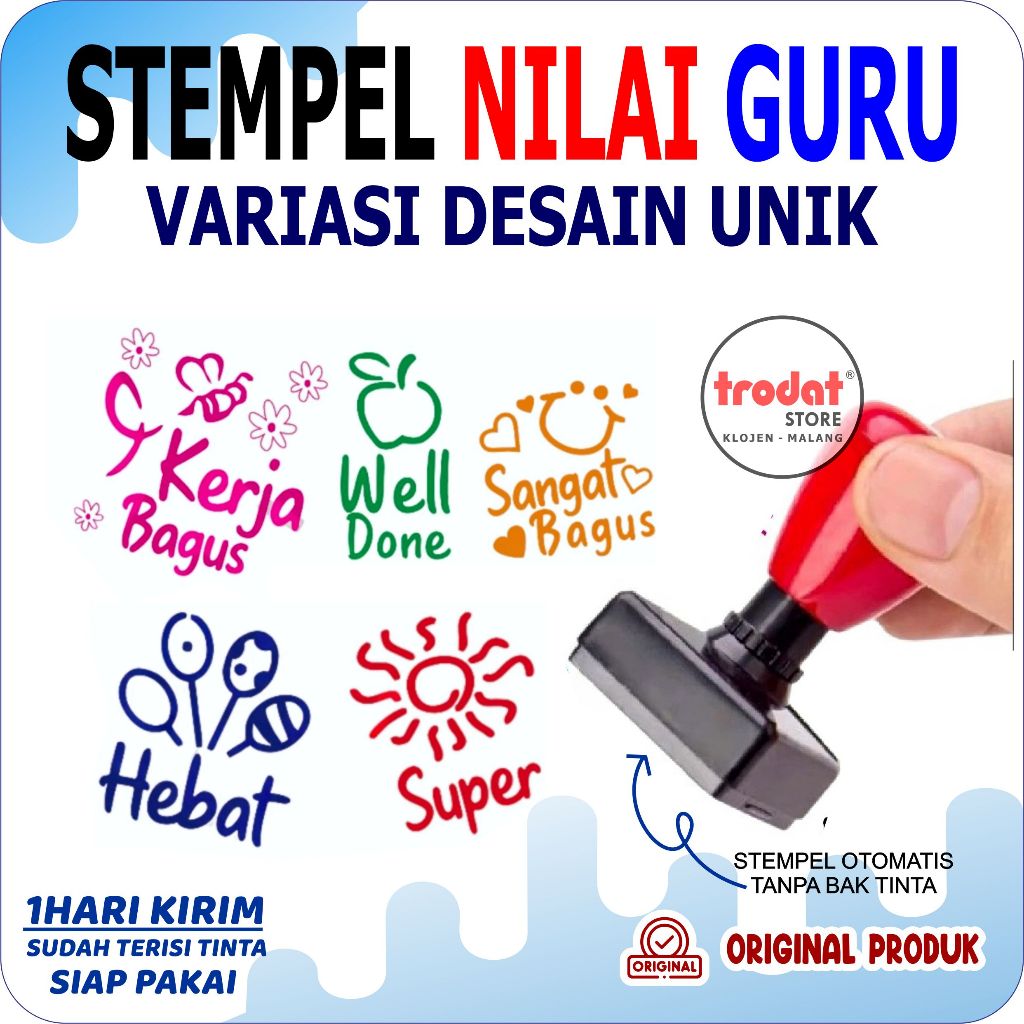 Jual STEMPEL NILAI GURU TK/SD, Desain Unik STAMPEL Flash MURAH, STEMPEL ...