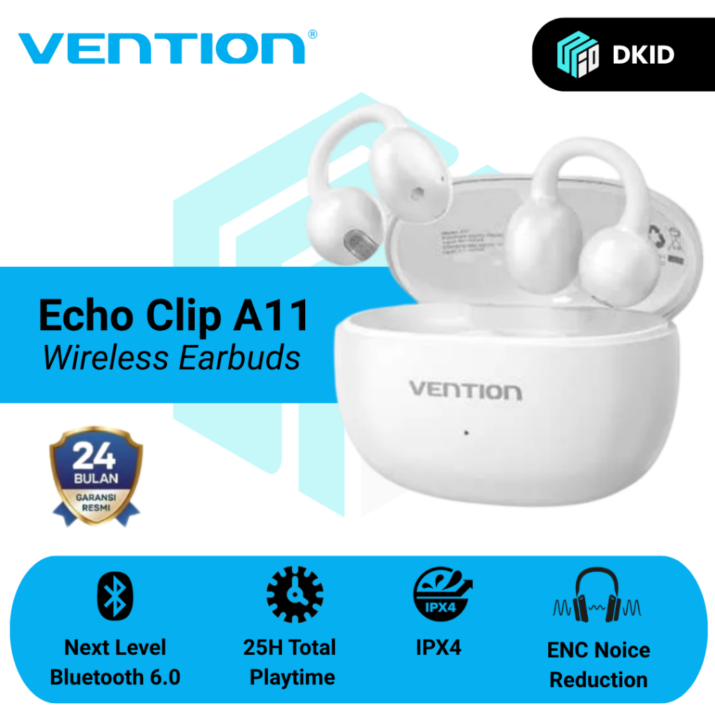 Jual [Ex Review DKid] Vention Echo Clip A11 Clip-On Open Ear TWS True ...