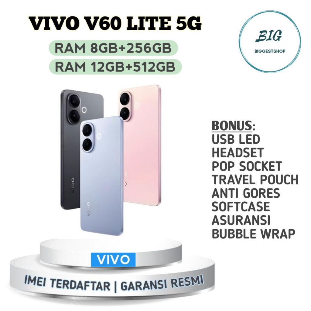 Jual Vivo V60 Lite 5G (8/256) (12/512) GB Garansi Resmi | V60 Lite 4G 8/256 GB | Shopee Indonesia