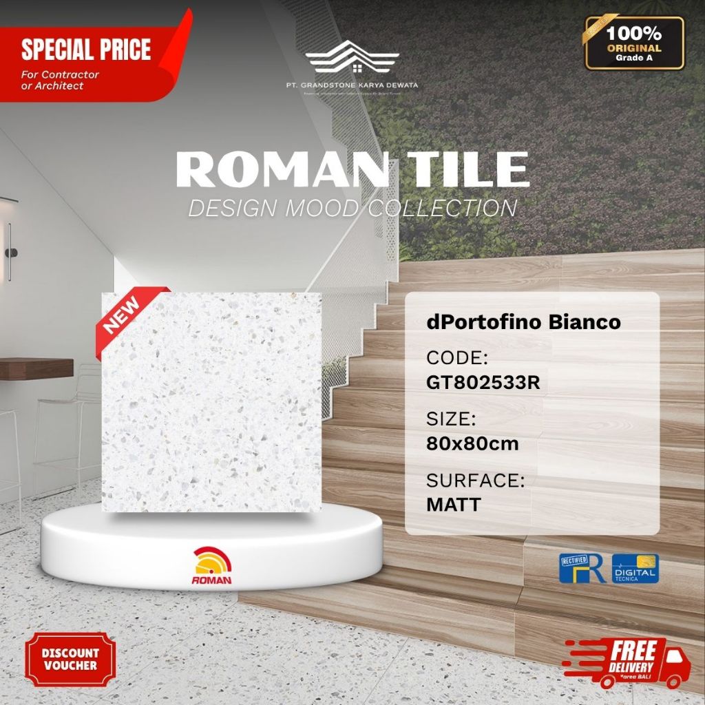 Jual ROMAN DESIGNMOOD GT802533R dPortofino Bianco 80x80 [GRADE A ...